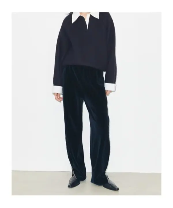 Tory Burch Velour Sweatpant With Zippered Ankle Closures
