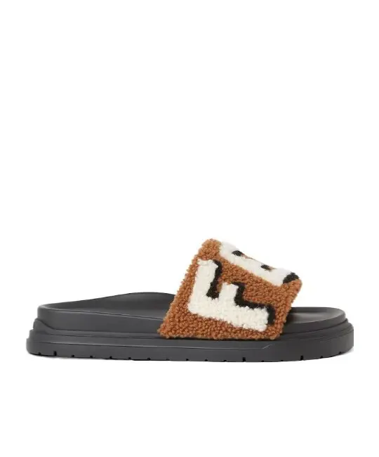 Fendi Logo Lettering Slides - Tan-white