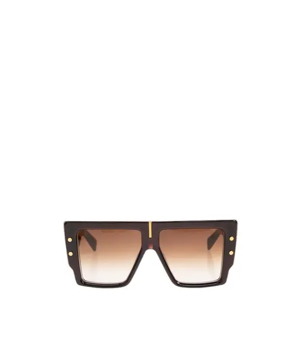 Balmain Square Frame Sunglasses With Logo Detail - Black