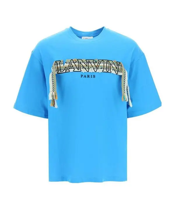LANVIN Tassel Embroidered-logo T-shirt - Blue