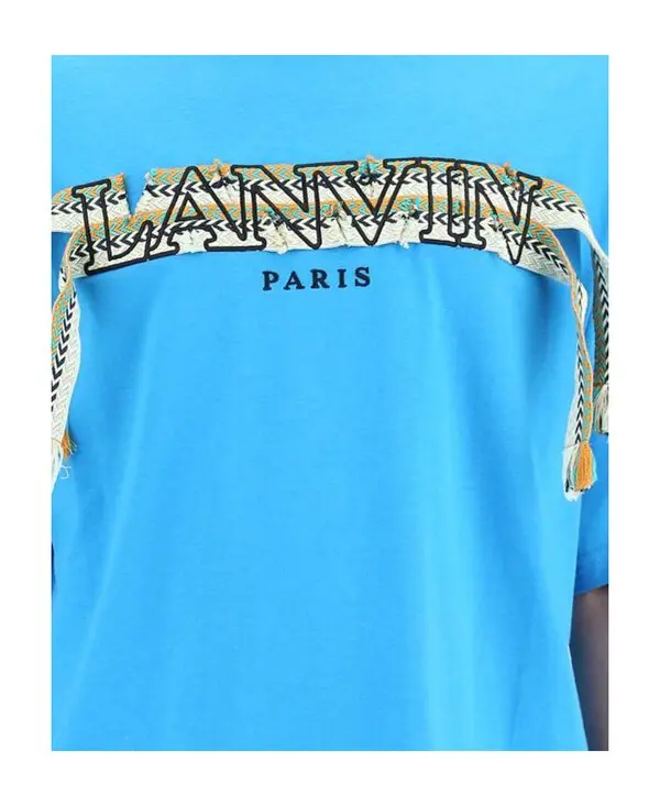 LANVIN Tassel Embroidered-logo T-shirt - Blue