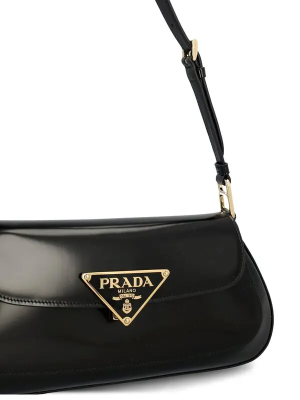 Prada Cleo Shoulder Bag With Logo Plaque - Black