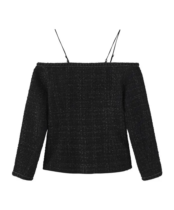 Marissa Chiara Off-the-shoulder Houndstooth Jacket