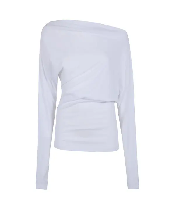 ANN DEMEULEMEESTER Off-shoulder Long Sleeve Top - White