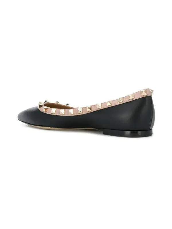 Valentino Garavani Rockstud Pointed Toe Flats - Black