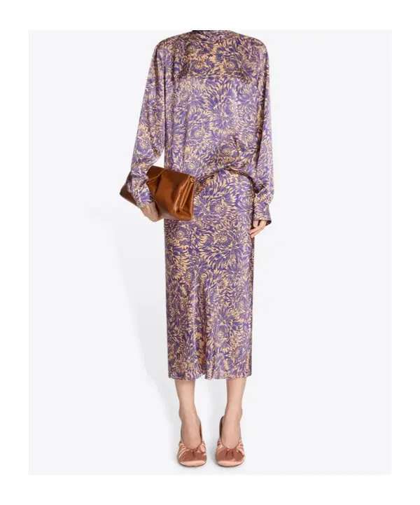 Dries Van Noten Printed Silk Midi Skirt
