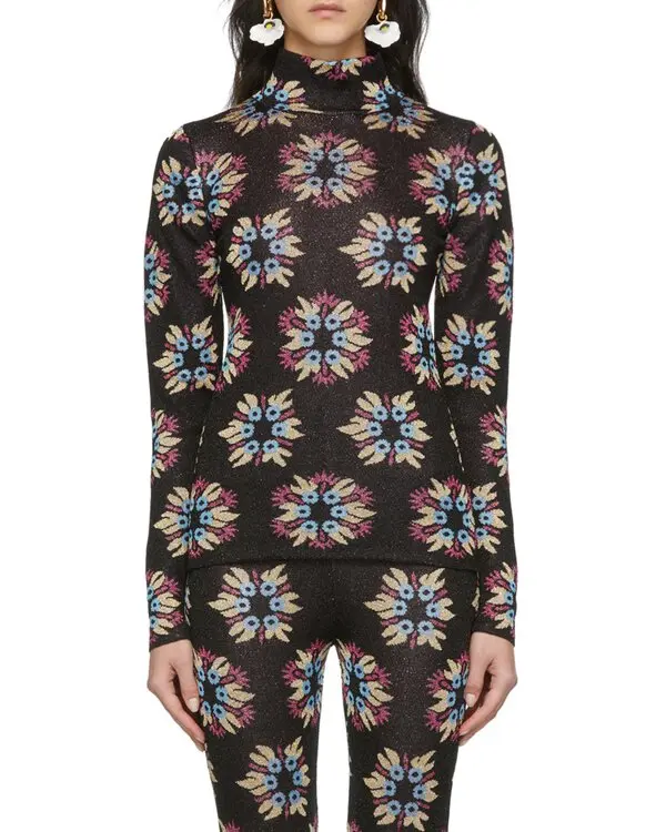 Rabanne Printed Jacquard Knit Turtleneck Pullover
