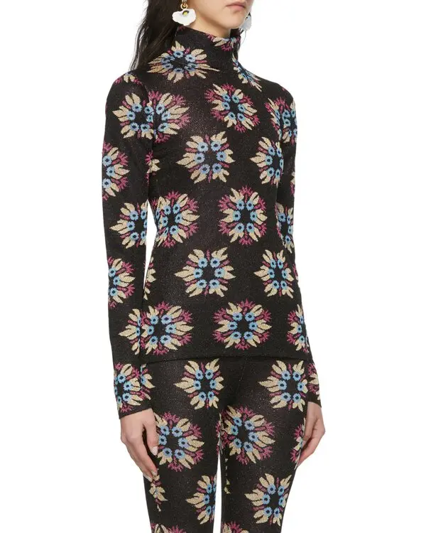 Rabanne Printed Jacquard Knit Turtleneck Pullover