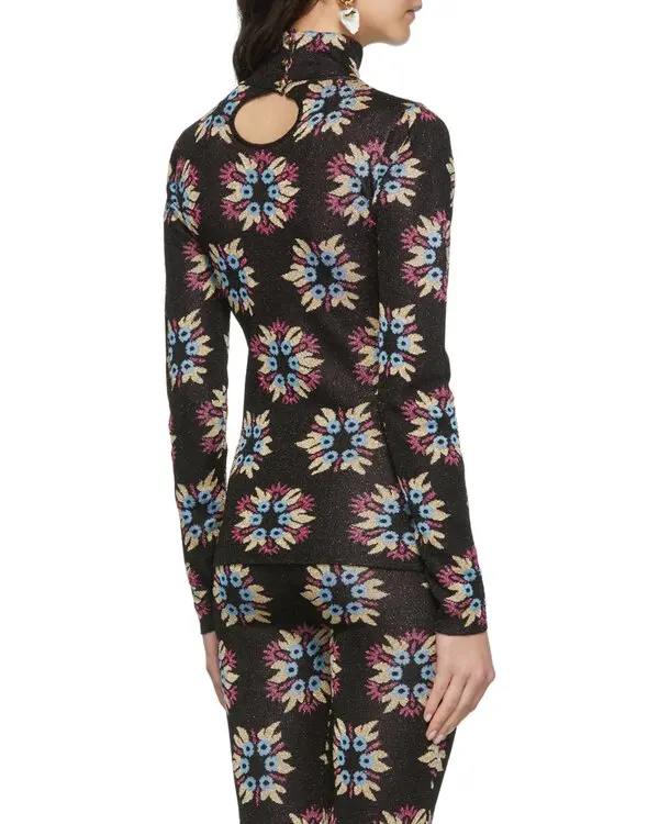 Rabanne Printed Jacquard Knit Turtleneck Pullover