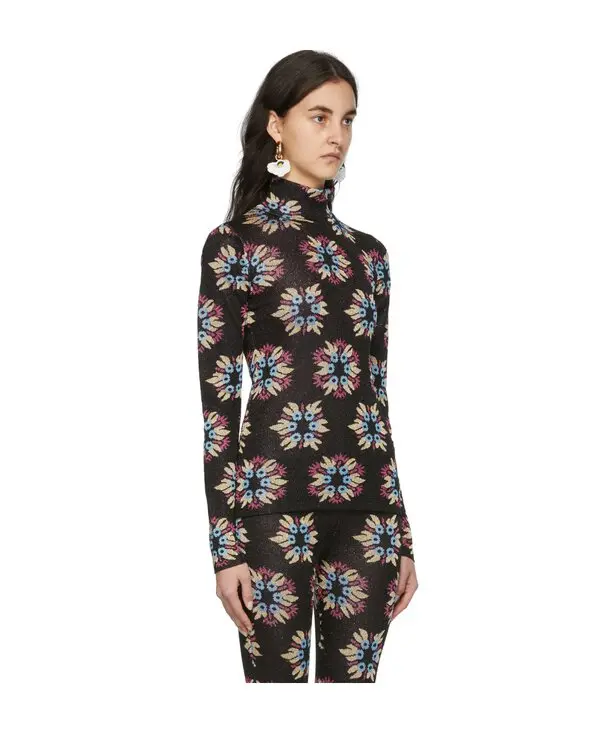 Rabanne Printed Jacquard Knit Turtleneck Pullover