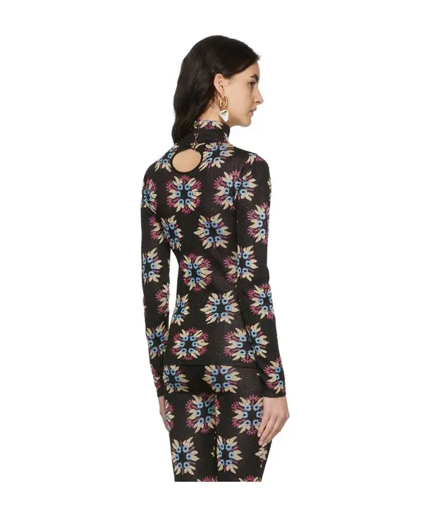 Rabanne Printed Jacquard Knit Turtleneck Pullover