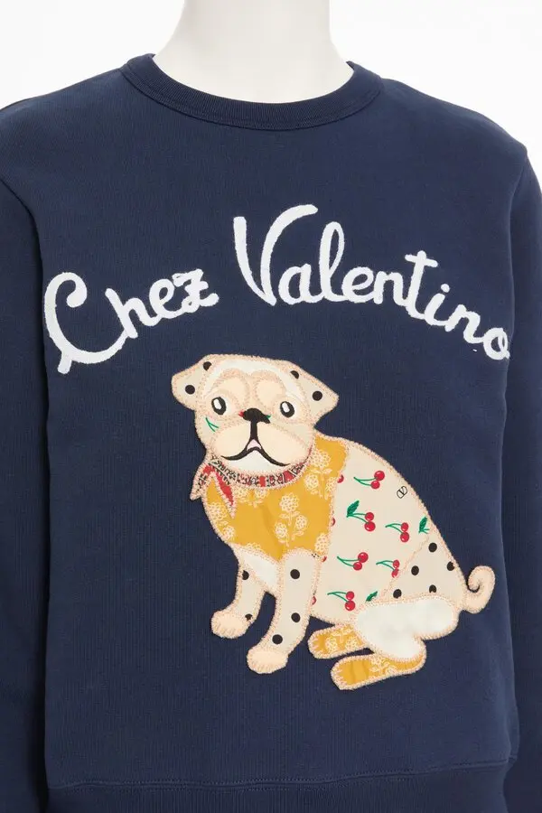 Valentino Garavani Embroidered Cotton Crewneck Sweatshirt