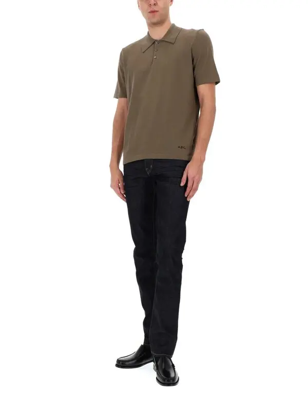 A.p.c. Logo Intarsia Polo Shirt - Brown