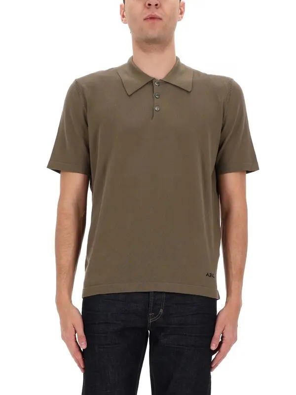 A.p.c. Logo Intarsia Polo Shirt - Brown