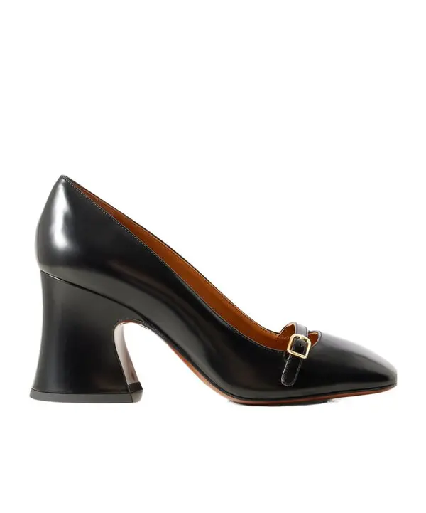 Chloé Square-toe Sculpted Heel Pumps With Buckle Detail