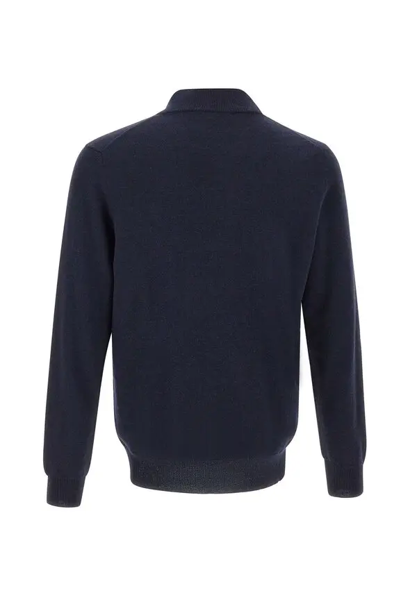 KANGRA Half Zip Henley Knitted Sweater - Blue