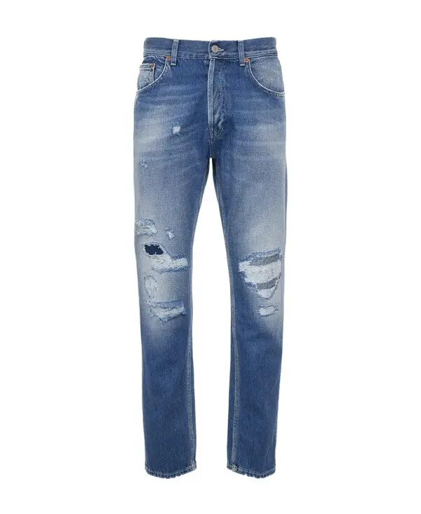 DONDUP Ripped Jeans With Button Fly - Blue