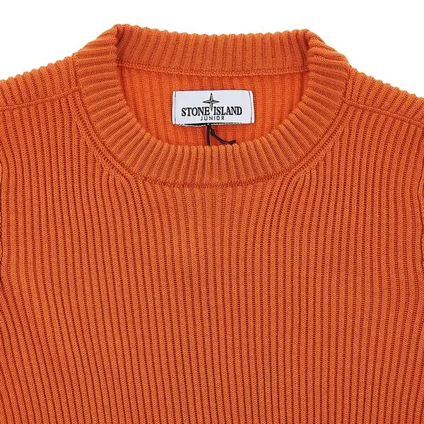 Stone Island Ribbed-knit Jumper With Logo Patch - Orange