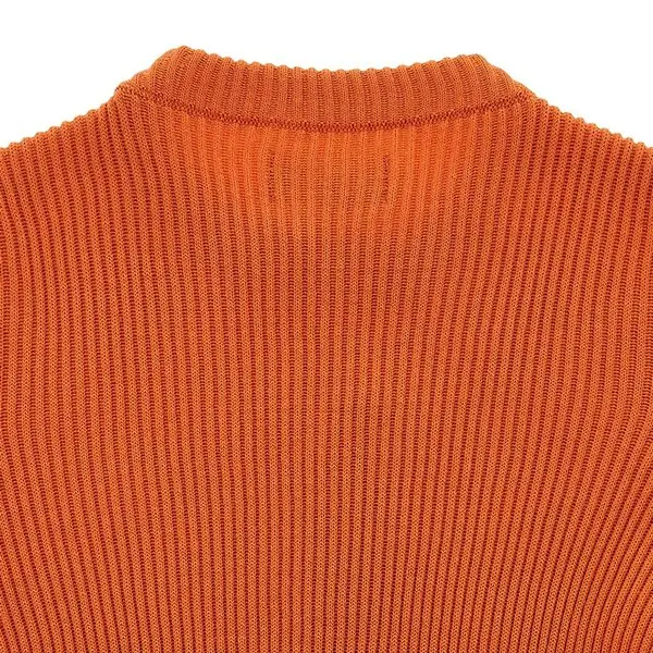 Stone Island Ribbed-knit Jumper With Logo Patch - Orange