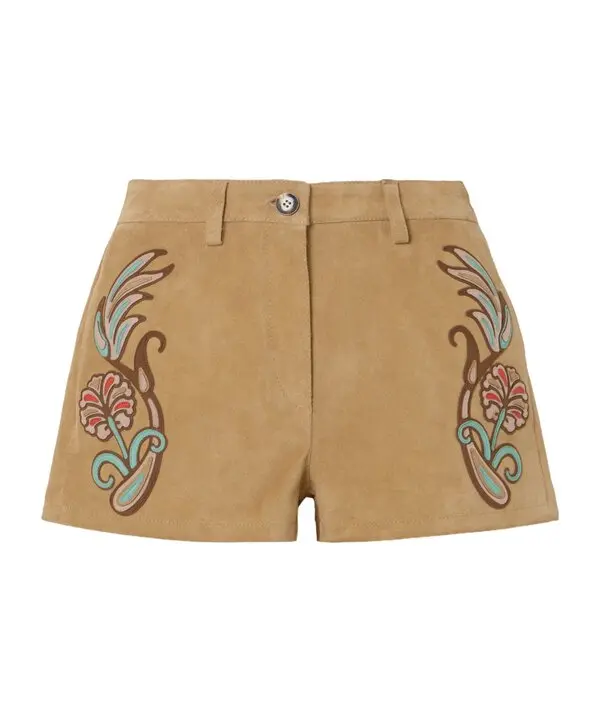 Etro Suede Embroidered Shorts