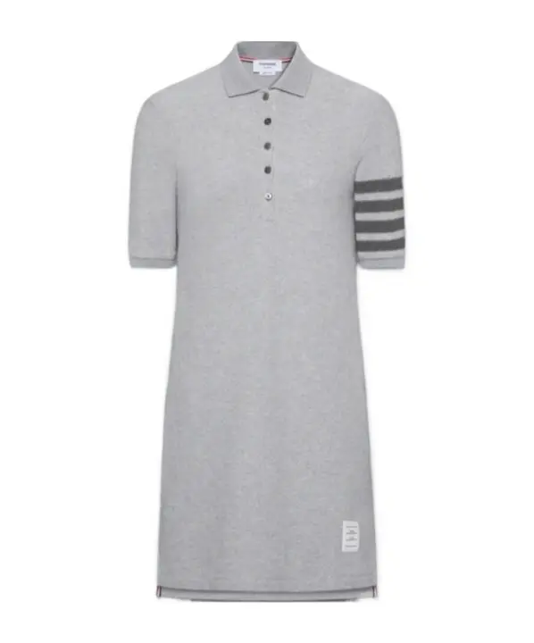 Thom Browne Textured Pique Mini Polo Dress With Four-bar Detail - No