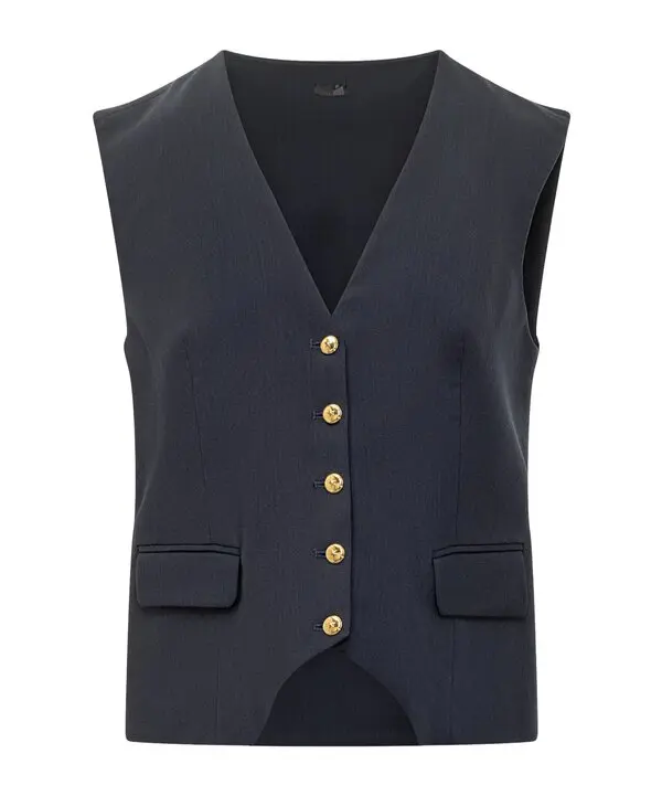 Pinko Textured Waistcoat With Button Closure - Black