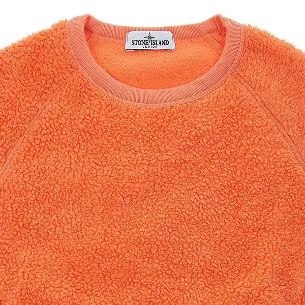 Stone Island Logo Sherpa Crewneck Sweater - Orange