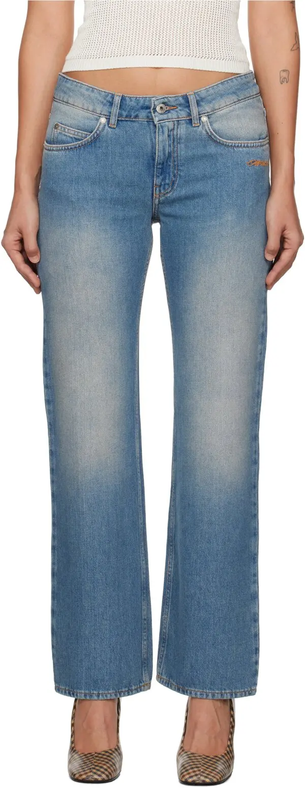 Off-White Embroidered-logo Jeans