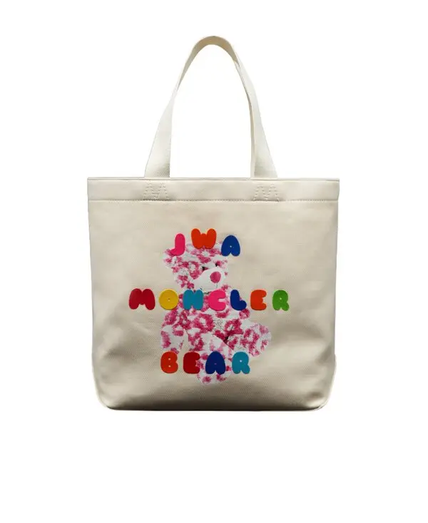 Moncler Medium Tote Bag With Digital Transfer Graphics - Nude