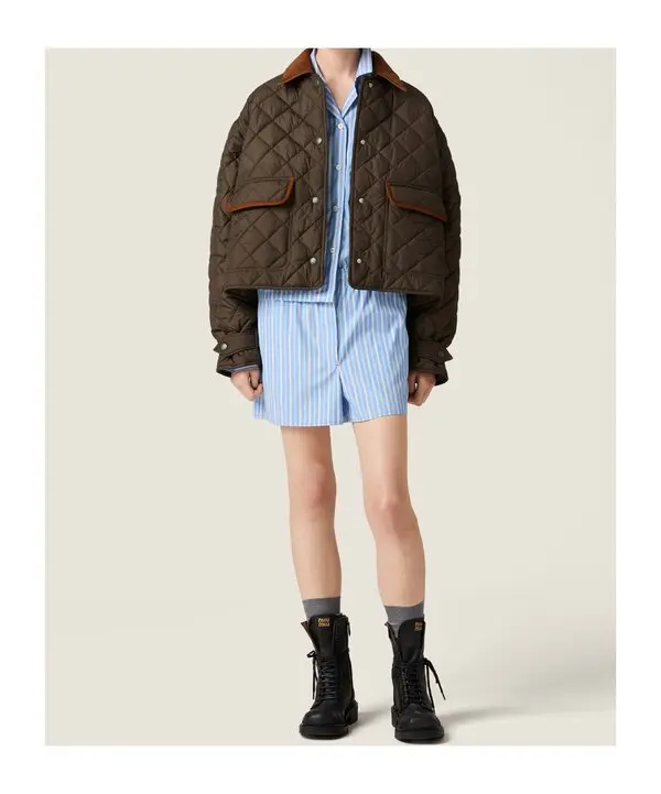 Miu Miu Quilted Technical Pongé Blouson Jacket