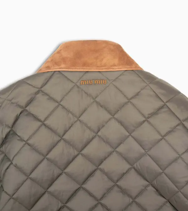 Miu Miu Quilted Technical Pongé Blouson Jacket