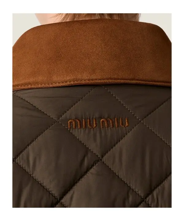 Miu Miu Quilted Technical Pongé Blouson Jacket