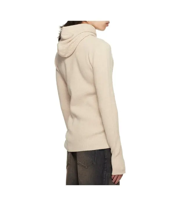 EGONLAB Ribbed Knit Hoodie With Stand-up Collar