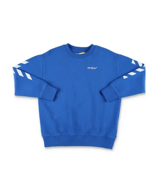 Off-White Logo-print Striped Crewneck Sweatshirt - Blue