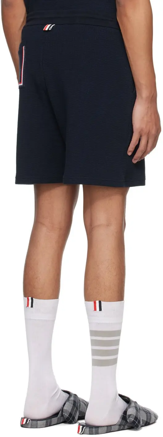 Thom Browne Rwb Stripe-trimmed Drawstring Track Shorts - Navy Blue