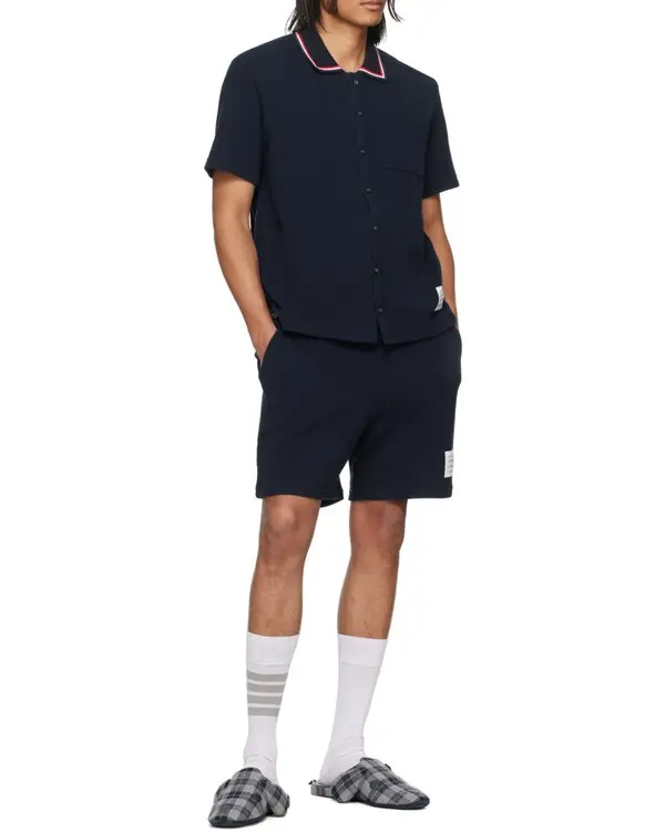 Thom Browne Rwb Stripe-trimmed Drawstring Track Shorts - Navy Blue