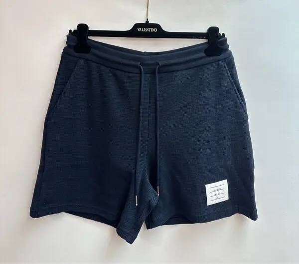 Thom Browne Rwb Stripe-trimmed Drawstring Track Shorts - Navy Blue