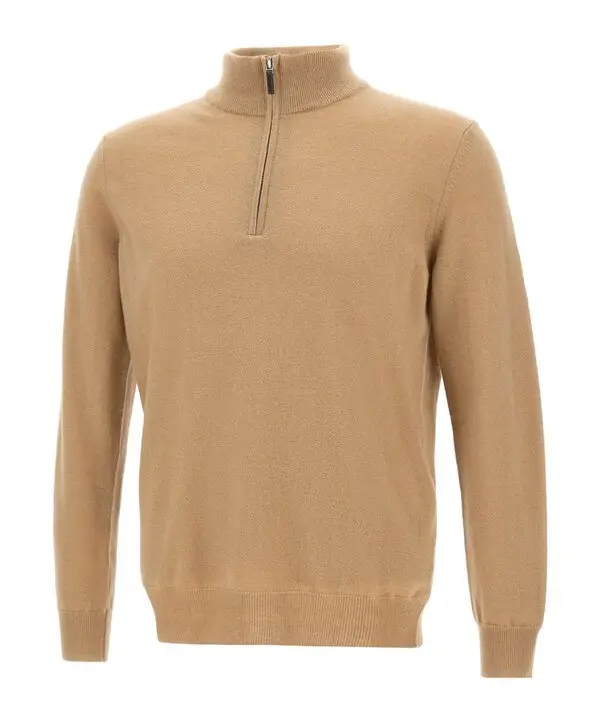 KANGRA High Neck Zip Knitwear - Beige