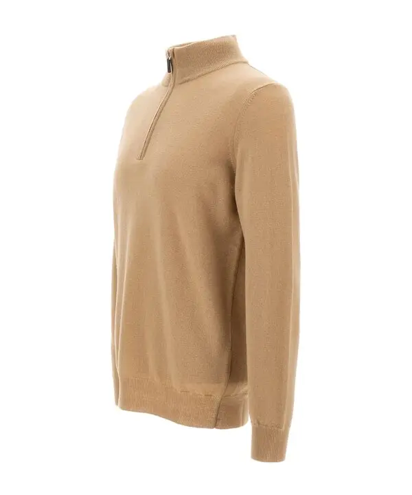 KANGRA High Neck Zip Knitwear - Beige