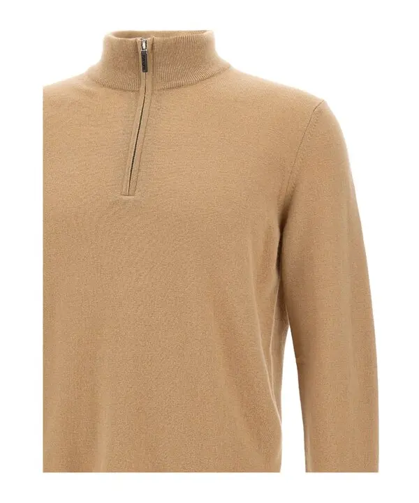 KANGRA High Neck Zip Knitwear - Beige