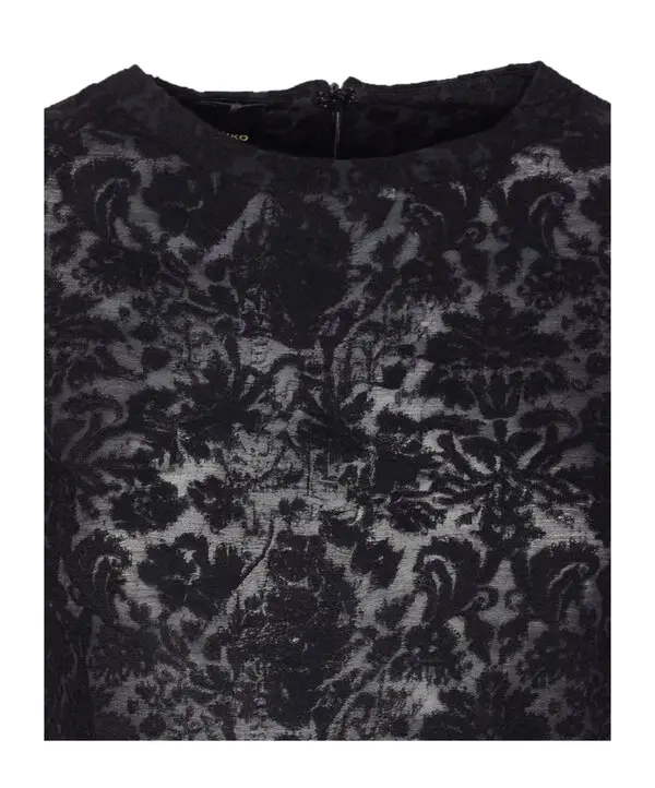 Pinko Long-sleeved Lace Crewneck Top