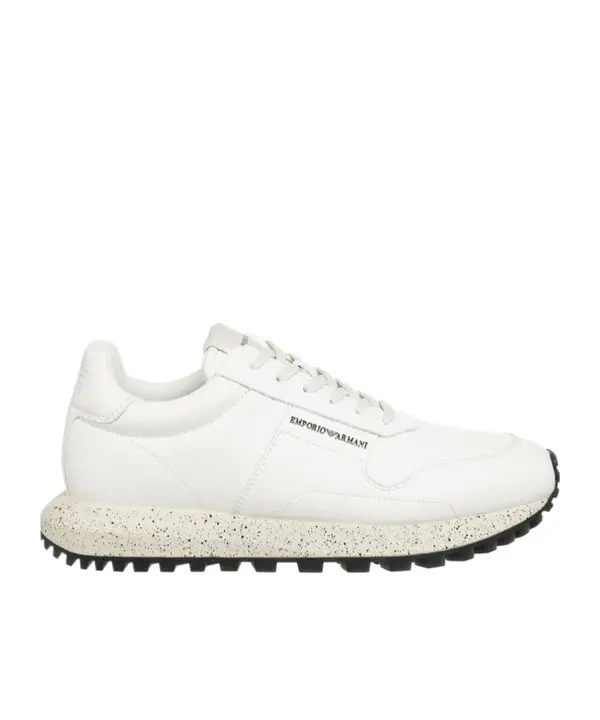 Emporio Armani Round Toe Lace-up Casual Sneakers - White