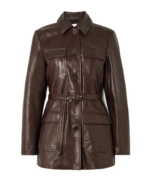 Nour Hammour Long-sleeved Leather Jacket