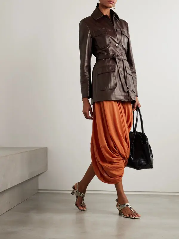 Nour Hammour Long-sleeved Leather Jacket