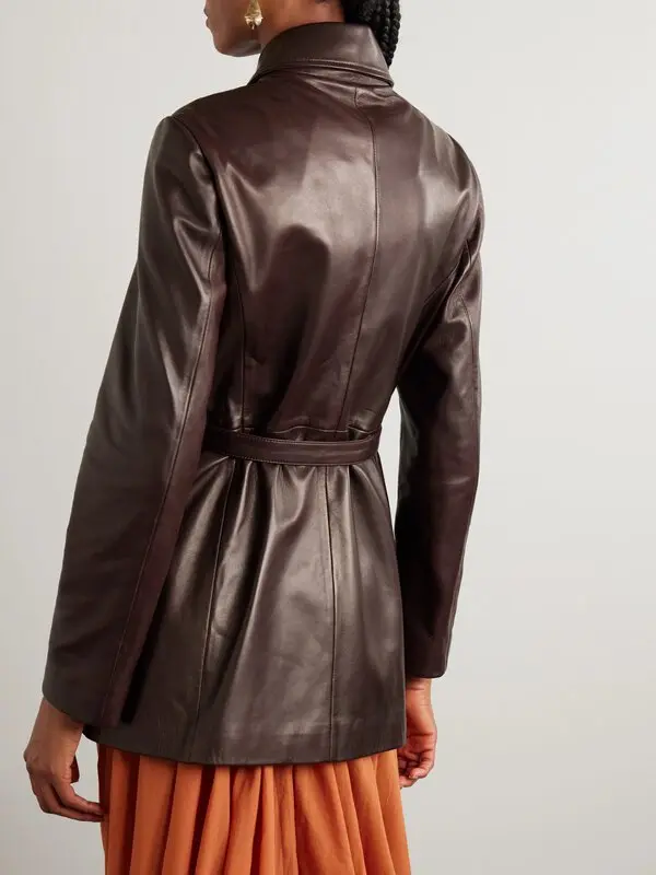 Nour Hammour Long-sleeved Leather Jacket