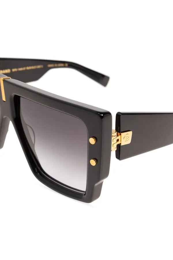 Balmain B-grand Rectangle Frame Sunglasses - Black