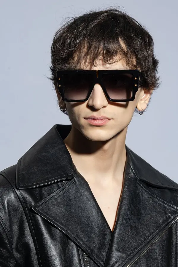 Balmain B-grand Rectangle Frame Sunglasses - Black
