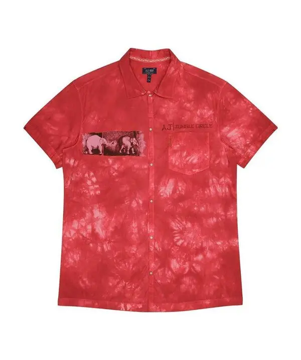Emporio Armani Graphic Print Short Sleeve Shirt - Red