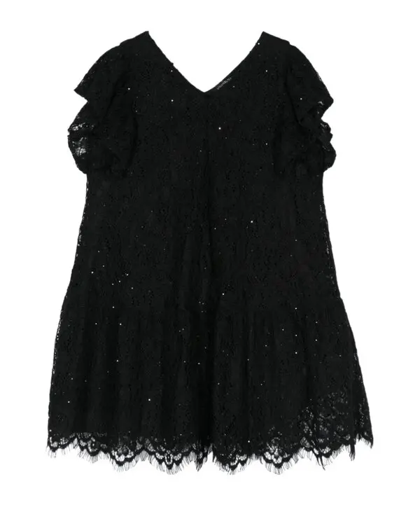Monnalisa Sequin-embellished Lace Dress