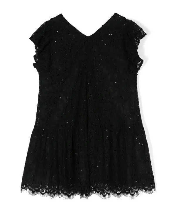 Monnalisa Sequin-embellished Lace Dress
